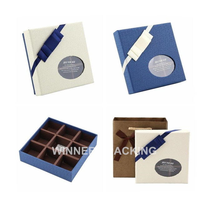Custom Chocolate Gift Box Set with Window, Dividers, and Matching Paper ...